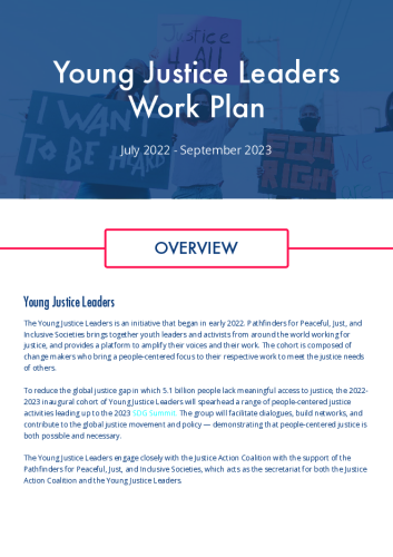 Young Justice Leaders Work Plan: July 2022 - September 2023 - Pathfinders